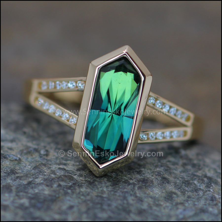 Split Shank Bezel Ring With Diamond Accents - Depicted with a Parti Sa ...